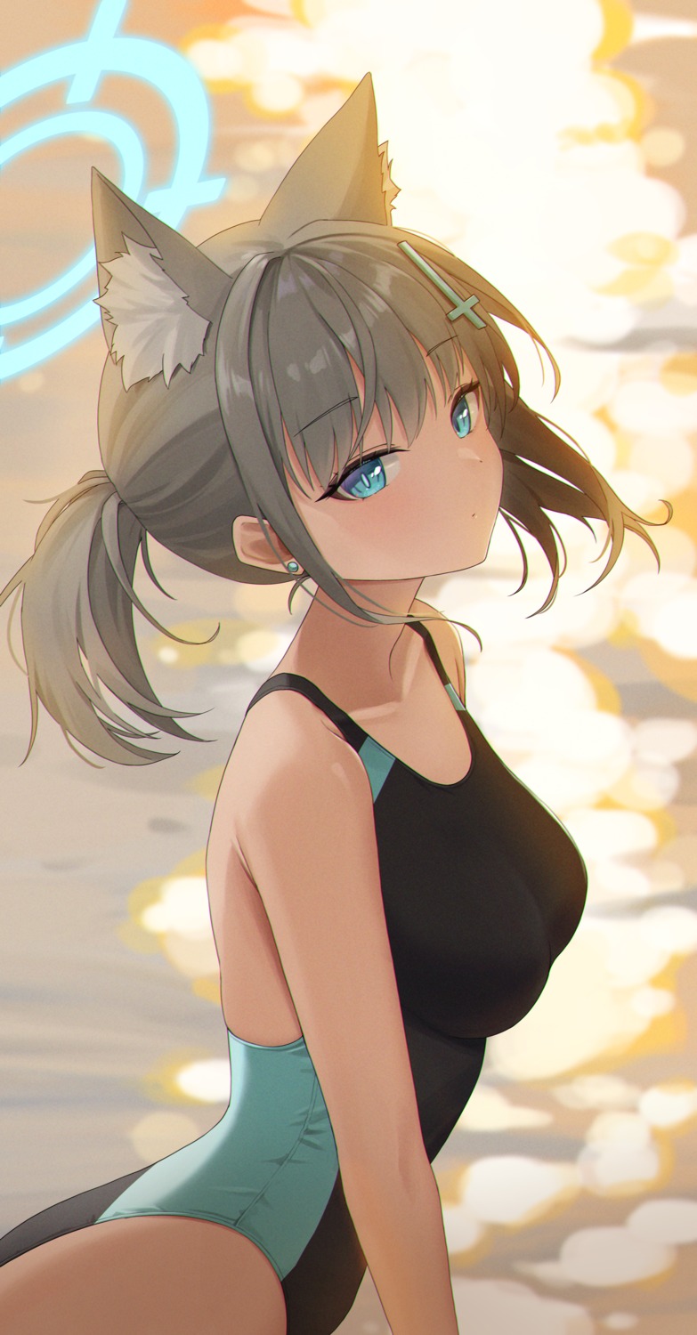 rinrasetsu blue archive sunaookami shiroko animal ears artist revision halo nekomimi swimsuits ...